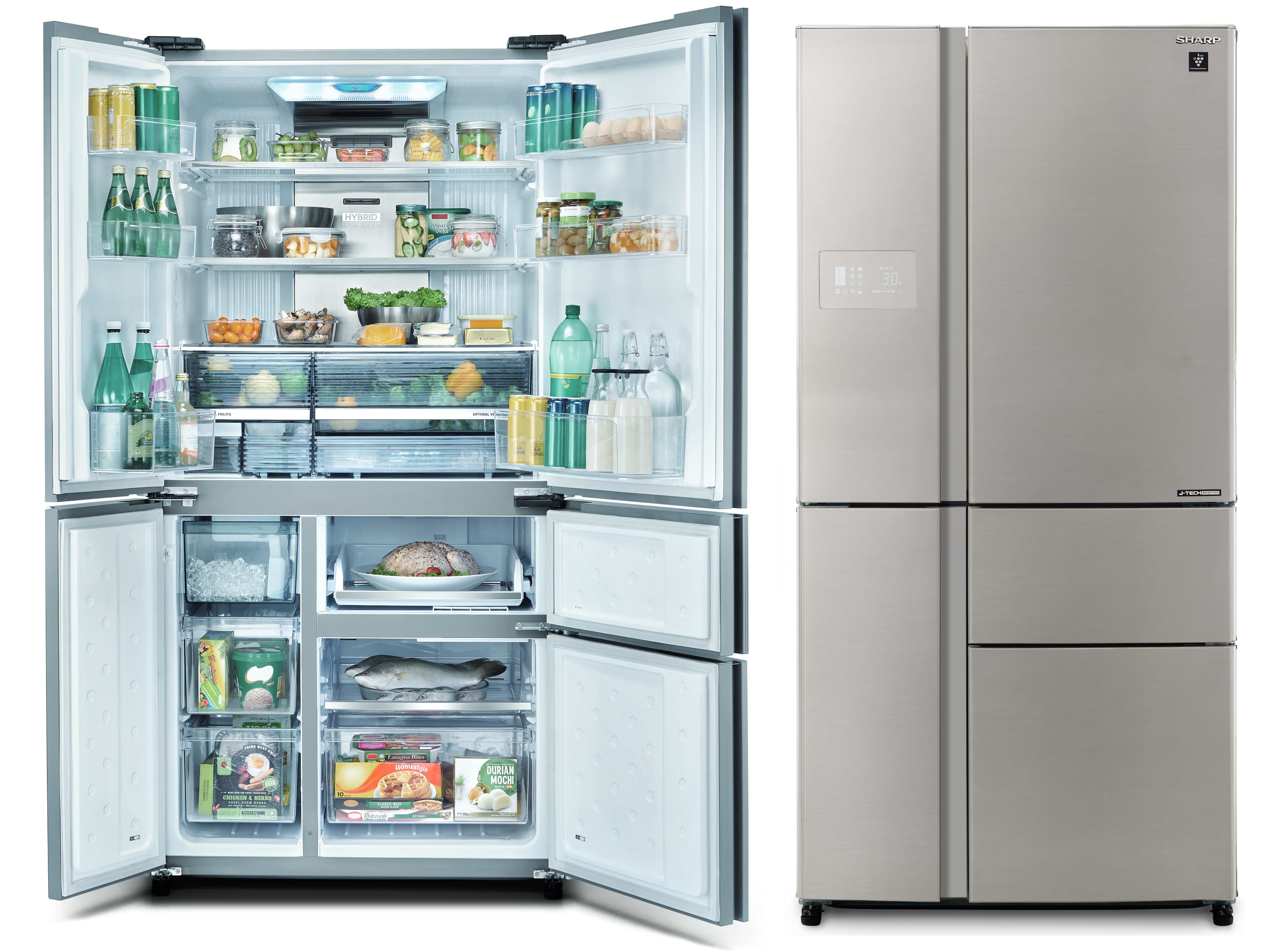 מקרר 5 דלתות 668 ליטר Sharp SJ-9630-BS עם התקן שבת מהדרין - גימור ...
