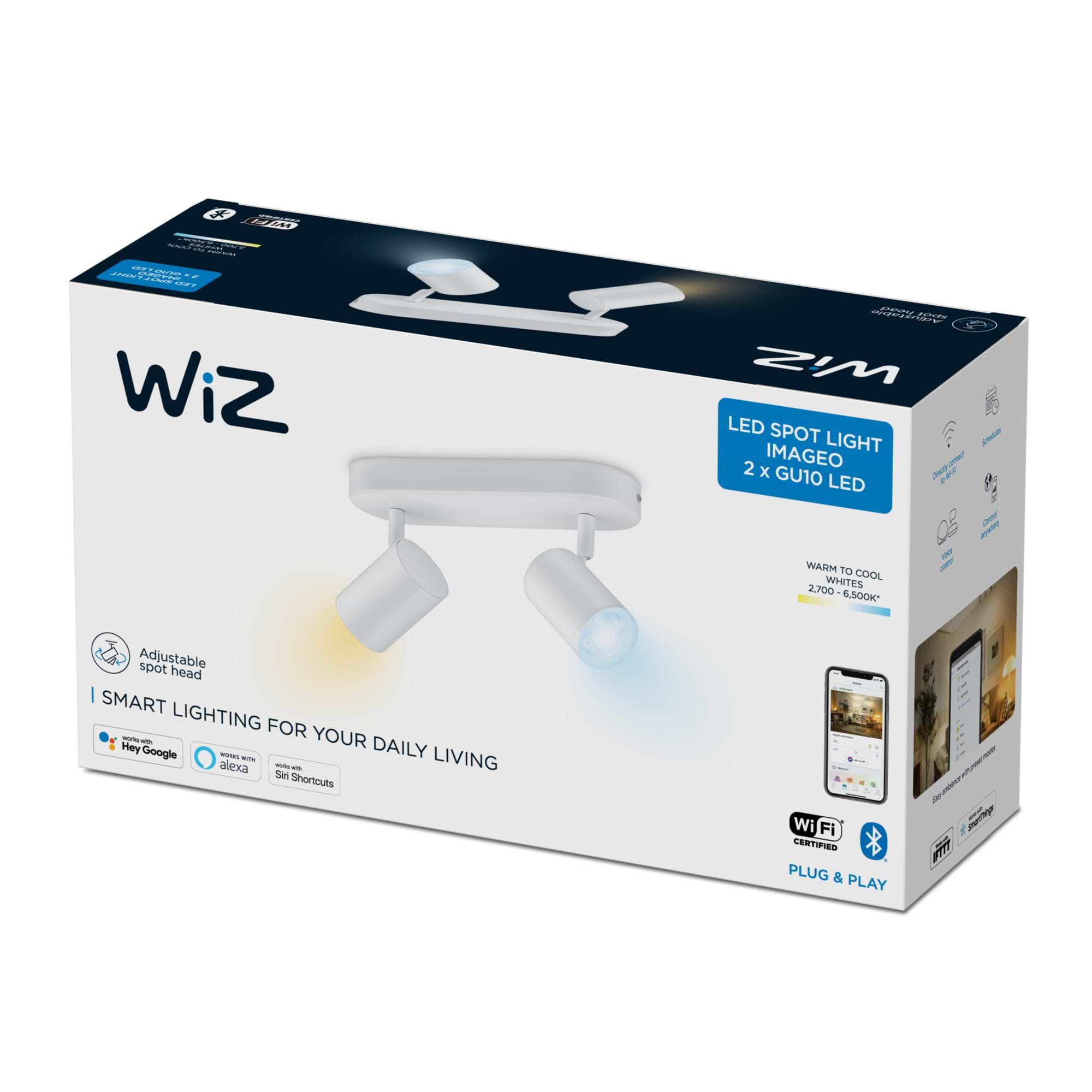 גוף תאורה כפול חכם Wiz IMAGEO WiZ Spots 2x5W W TW - צבע לבן שנתיים אחריות ע י היבואן הרשמי ...