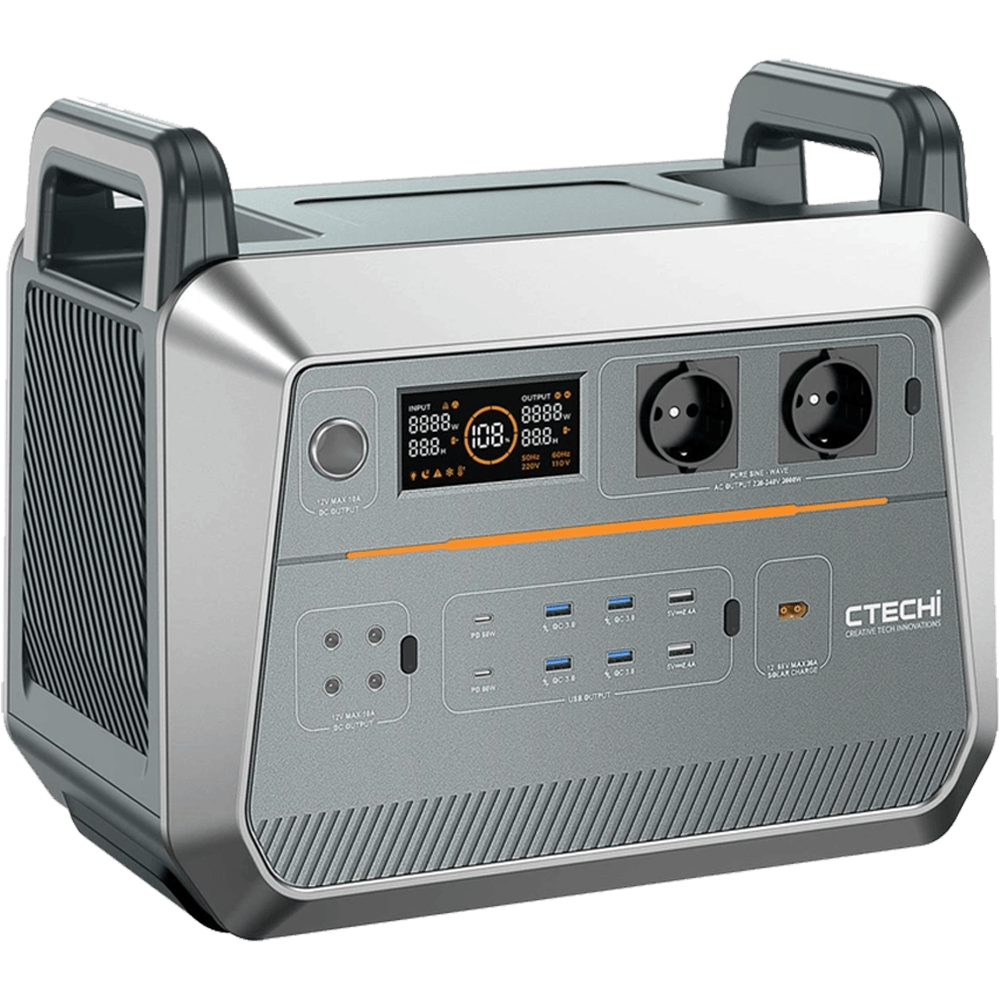 תחנת כוח ניידת CTECHi ST2000 1800W/2073Wh - צבע אפור שנה אחריות ע י ...