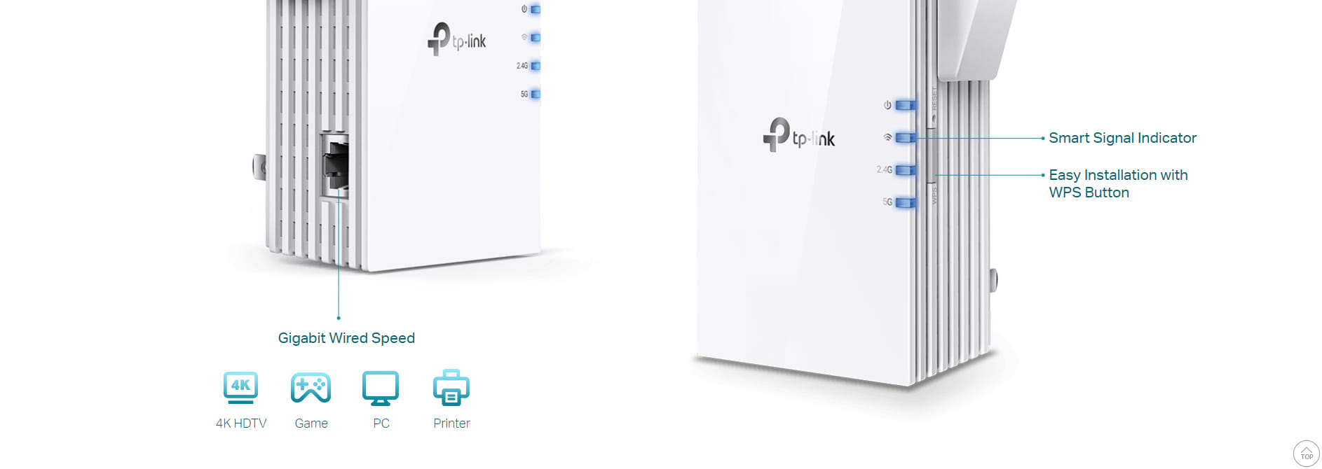 מגדיל טווח TP-Link RE605X AX1800 Wi-Fi 6 Range Extender - בצבע לבן שלוש ...