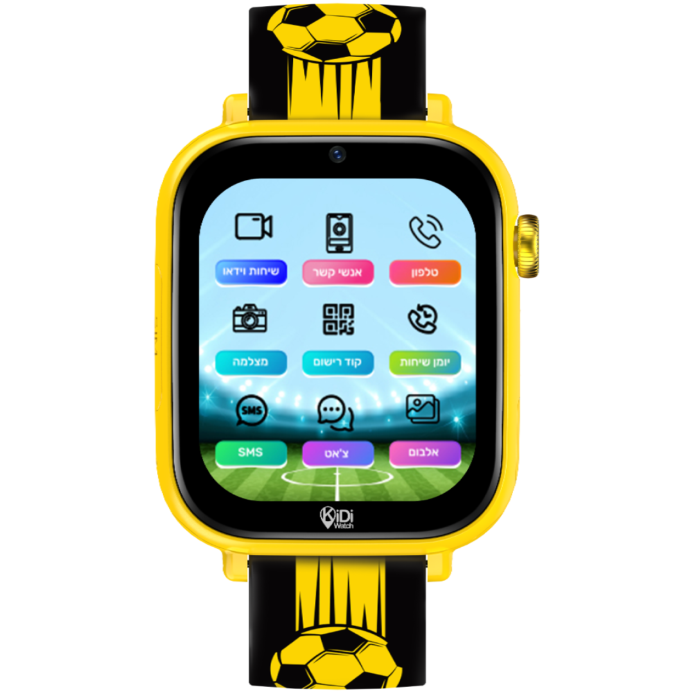 שעון חכם לילדים Kidiwatch Champion 4G - צבע שחור וצהוב שנה אחריות ע י היבואן הרשמי - מחסני חשמל