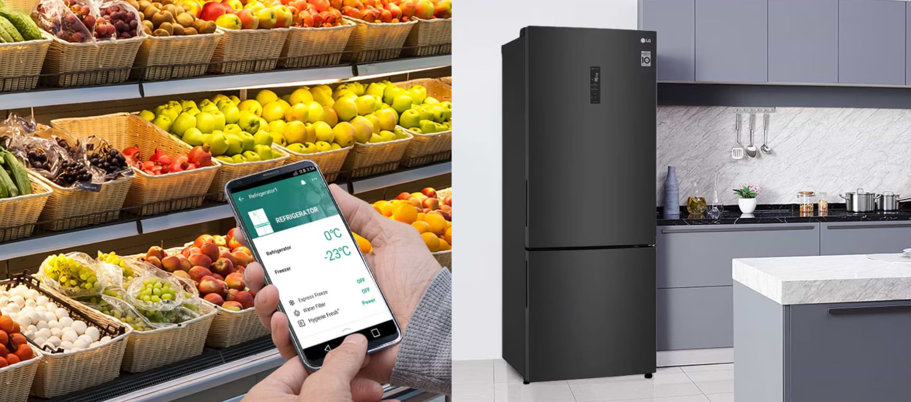 מקרר מקפיא תחתון 455 ליטר LG R-2B479B - גימור שחור מט אחריות ע י היבואן הרשמי - מחסני חשמל