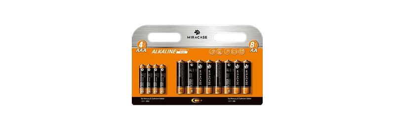 מארז 8 סוללות AA ו-4 סוללות AAA מבית Miracase Alkaline - מחסני חשמל