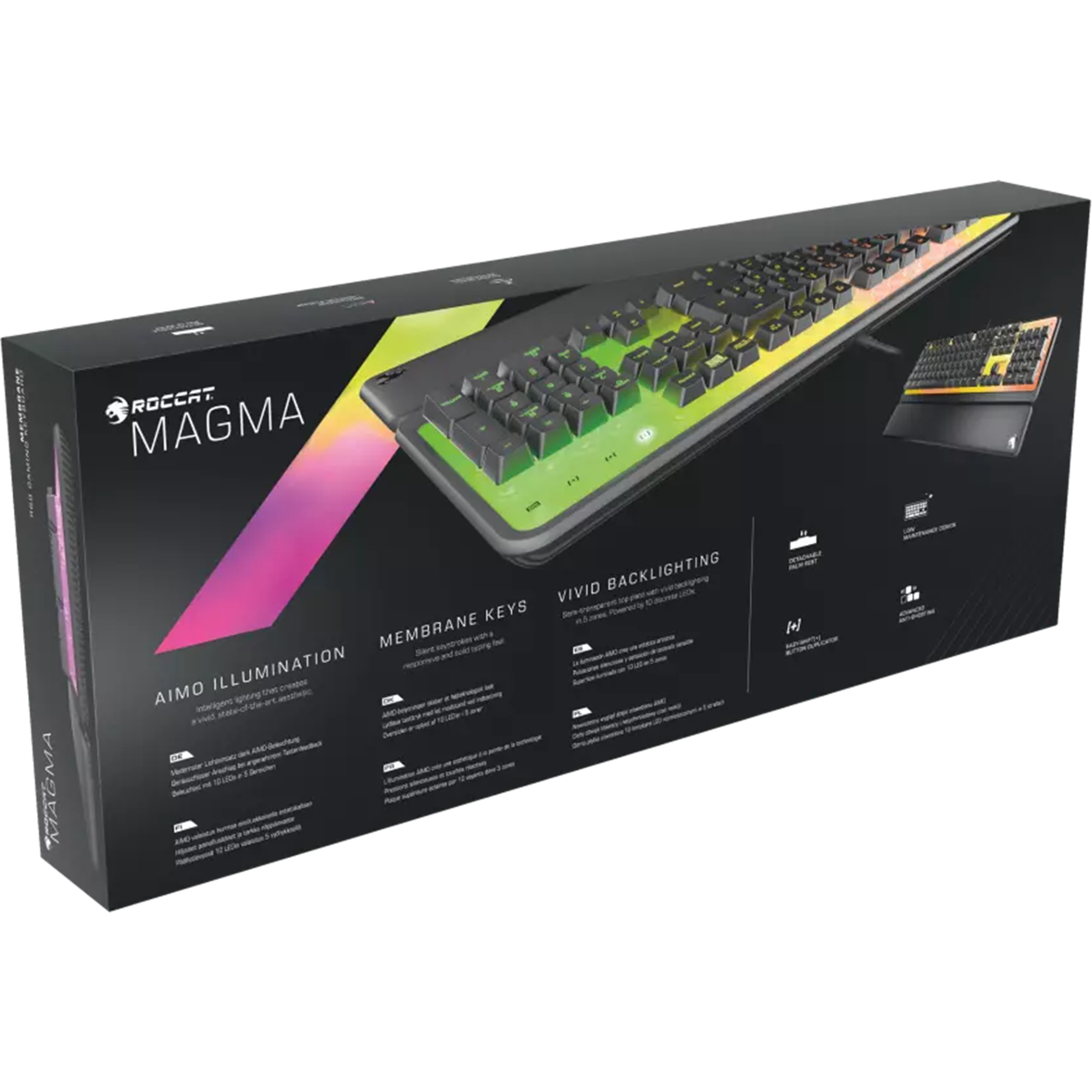 מקלדת גיימינג Roccat Magma Membrane RGB - צבע שחור שנה אחריות ע י ...