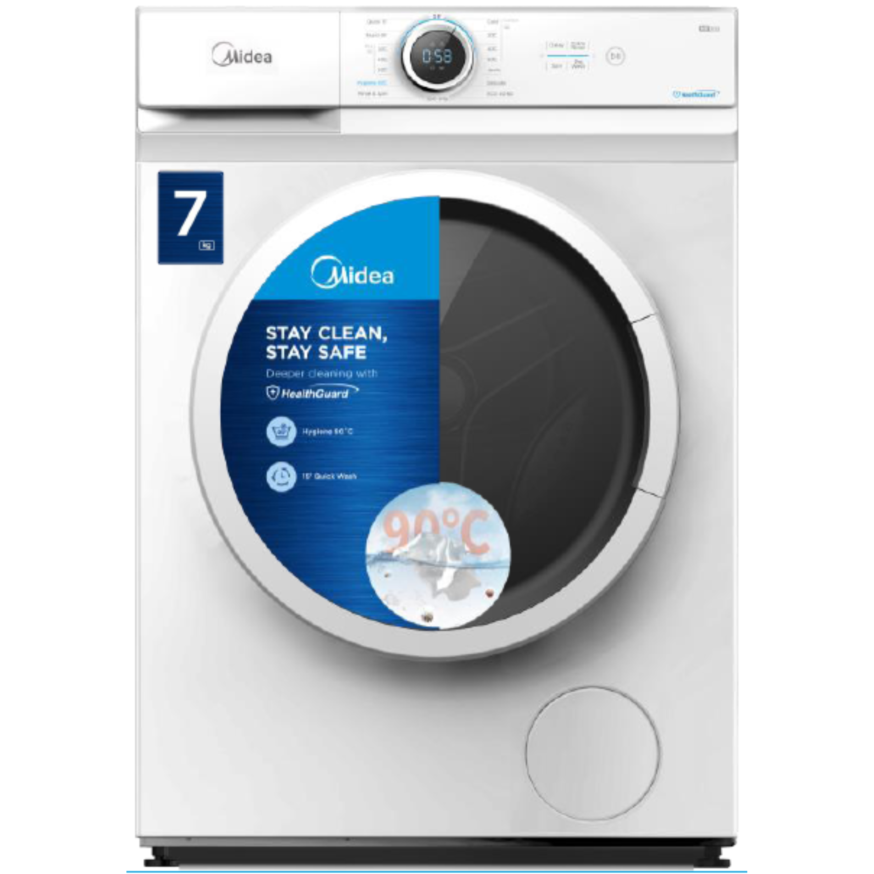 מכונת כביסה פתח חזית 6 ק ג Midea MF100W60/W-IL/6443 במהירות 1000 סל ד ...