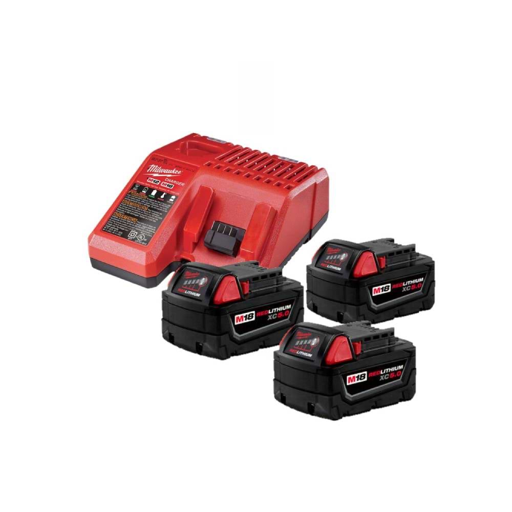 סט 3 סוללת ליתיום 5AH ומטען 18V דגם MILWAUKEE-P3-5AH - מחסני חשמל