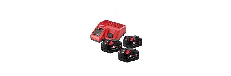 סט 3 סוללת ליתיום 5AH ומטען 18V דגם MILWAUKEE-P3-5AH - מחסני חשמל